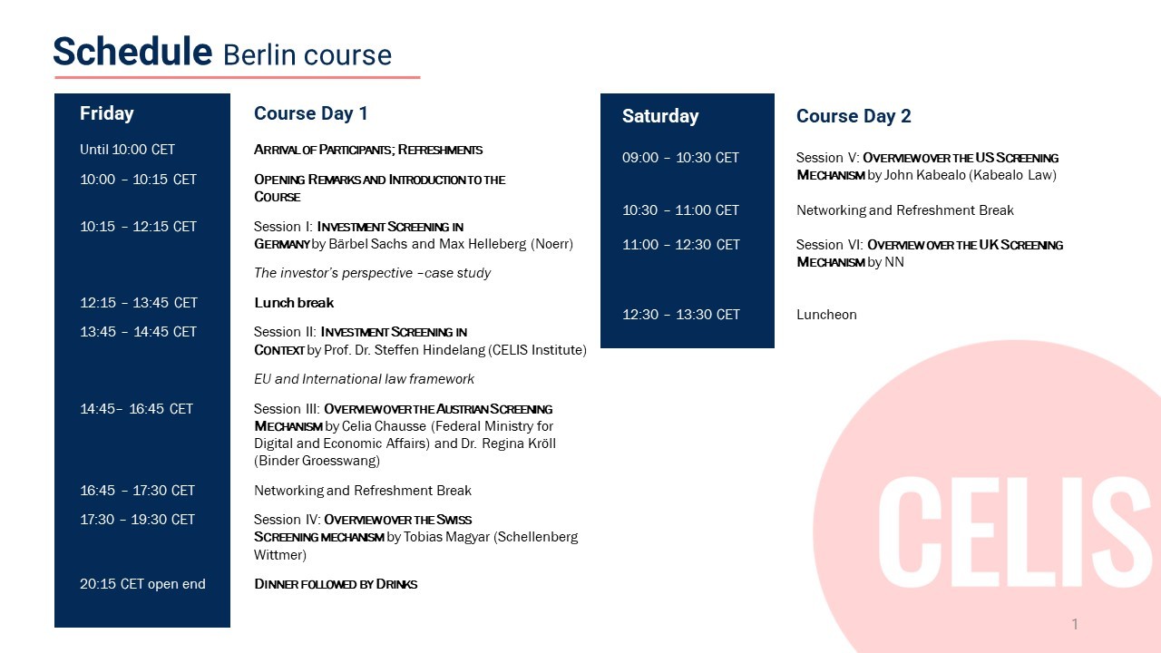 CELIS Pathway Training: Course 1 - Berlin - CELIS Institute ...